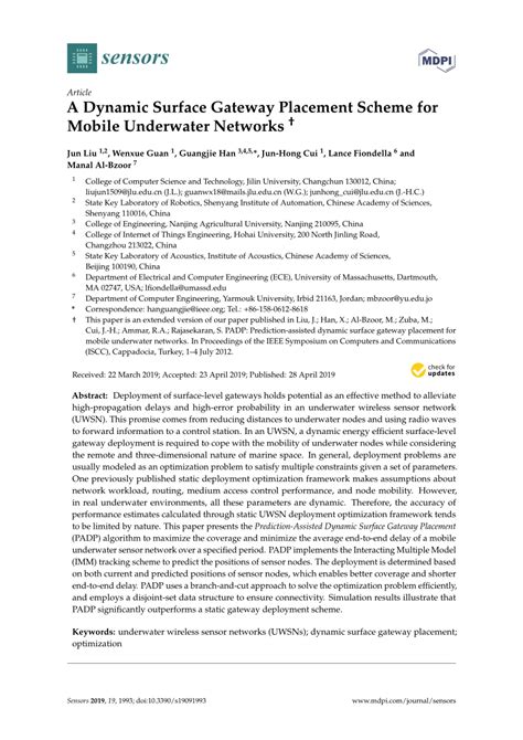 Pdf A Dynamic Surface Gateway Placement Scheme For Mobile Underwater Networks