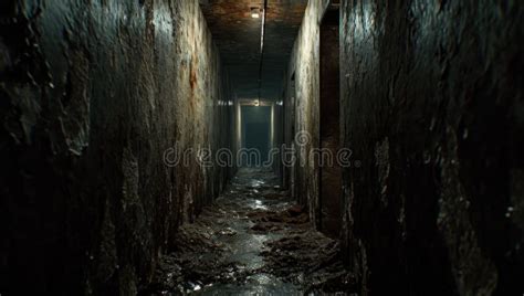 A Dark Corridor In An Abandoned Building Cluttered Corridor In Ruins
