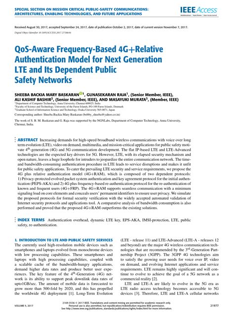 pdf qos aware frequency based 4g relative authentication model for