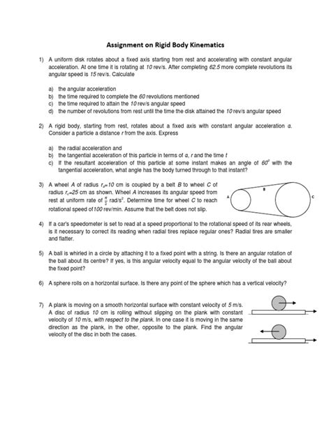 Assignment On Rigid Body Kinematics Pdf Rotation Around A Fixed Axis Speed