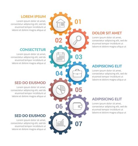 기어를 가진 인포그래픽 템플릿 프리미엄 벡터