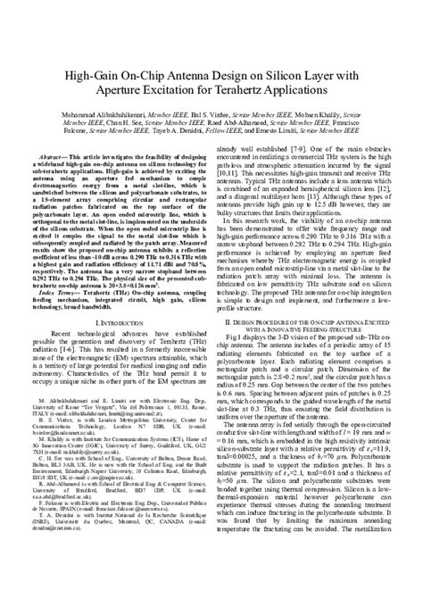 Pdf High Gain On Chip Antenna Design On Silicon Layer With Aperture Excitation For Terahertz