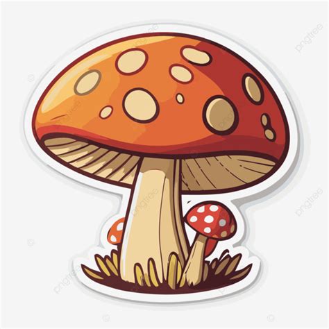 흰색 배경에 만화 일러스트 버섯 스티커 벡터 고립 된 만화 무료 버섯 스티커 디자인 상표 만화 일러스트 Png 일러스트 및 벡터 에 대한 무료 다운로드 Pngtree