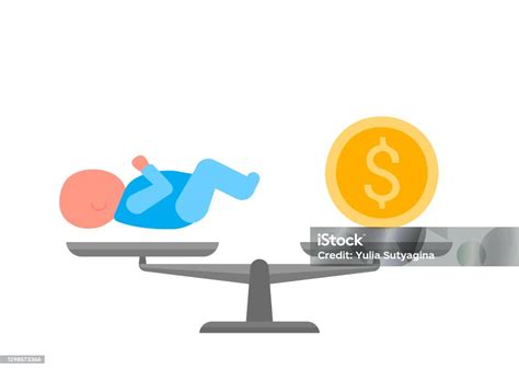 균형 아이와 금 돈 아이콘의 비늘 아기와 달러 동전 기호비교 최수 아이와 돈 동전무게 칭칭 자리 측정 값 벡터 일러스트레이션 0명에 대한 스톡 벡터 아트 및 기타 이미지