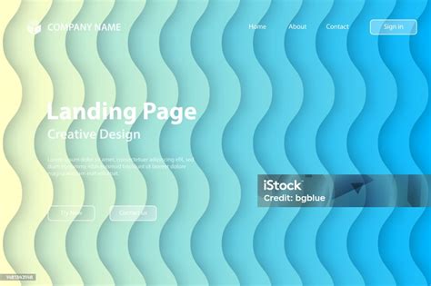 방문 페이지 템플릿 파란색 추상 파도가 있는 트렌디한 기하학적 배경 물에 대한 스톡 벡터 아트 및 기타 이미지 물 파문이 인다는 3차원 형태 Istock