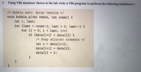 Solved Using Y86 Simulator Shown In The Lab Write A Y86