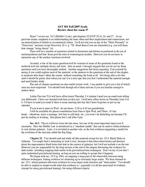Review Sheet For Exam 7 Astronomy Ast 301 Docsity