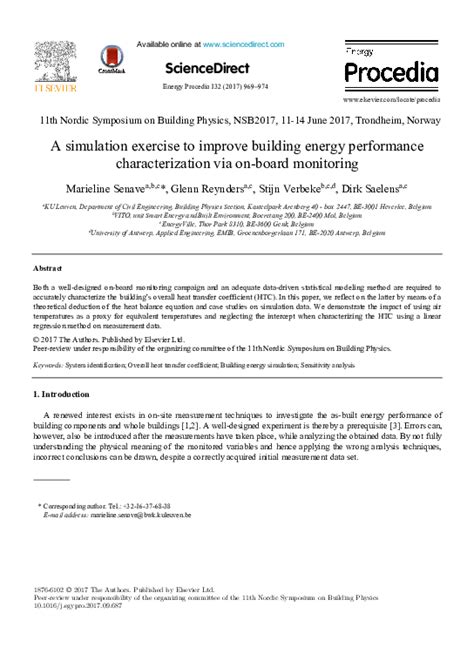 pdf a simulation exercise to improve building energy performance
