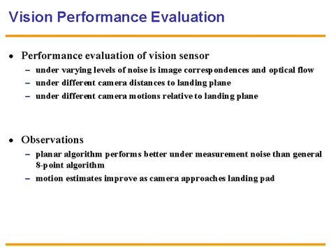 Vision Based Motion Estimation For Uav Landing Cory