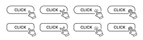 Premium Vector Click Here Web Button With Hand Cursor Action Button And Arrow Pointer Computer