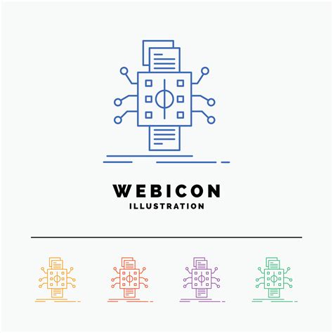 analysis data datum processing reporting 5 color line web icon