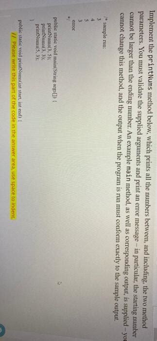 Solved Implement The PrintNums Method Below Which Prints Chegg Com