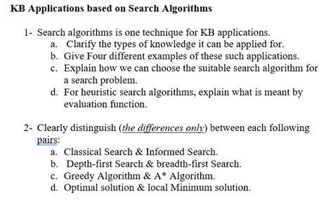 Solved KB Applications Based On Search Algorithms Search Chegg Com