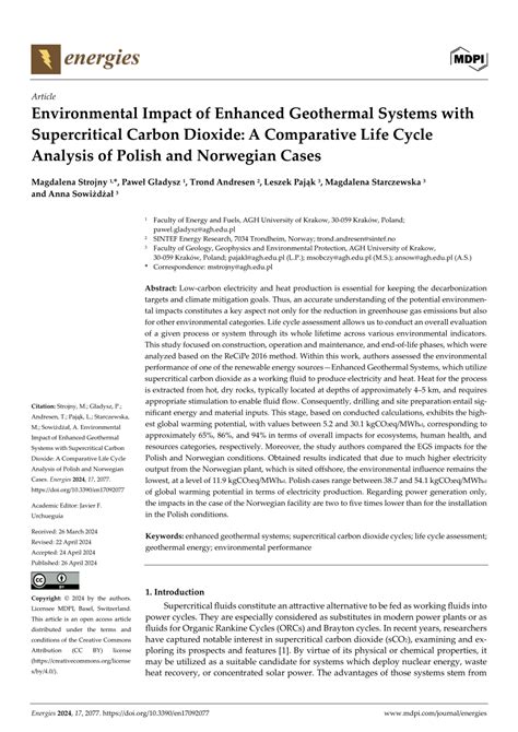 Pdf Environmental Impact Of Enhanced Geothermal Systems With