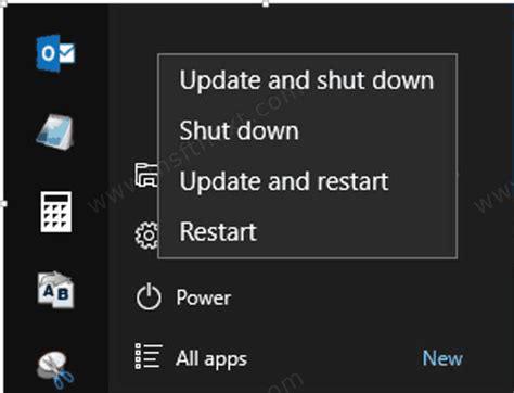 remove update and shutdown and update and restart from start menu