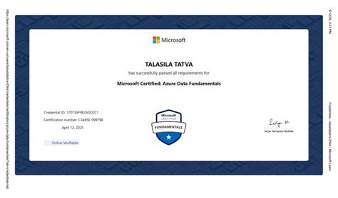 Azure Microsoftcertified Cloudcomputing Datafundamentals Tatva Talasila