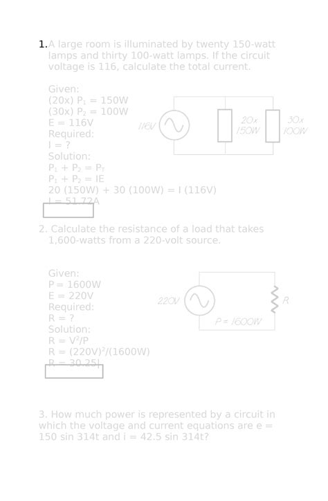 Pdfcoffee.com circuits 2-problem-set-recolored-pdf-free - 1 large room is illuminated by twenty ...