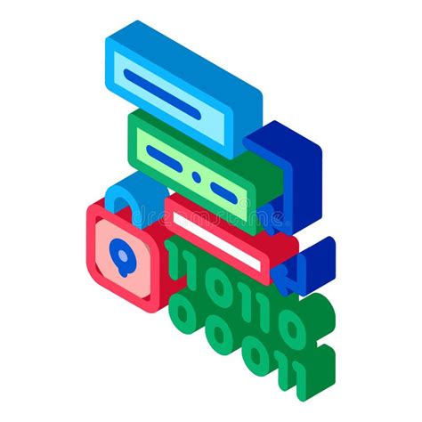 Binary Protection Algorithm Isometric Icon Vector Illustration Stock