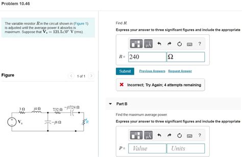 solved problem 10 46 the variable resistor r in the circuit