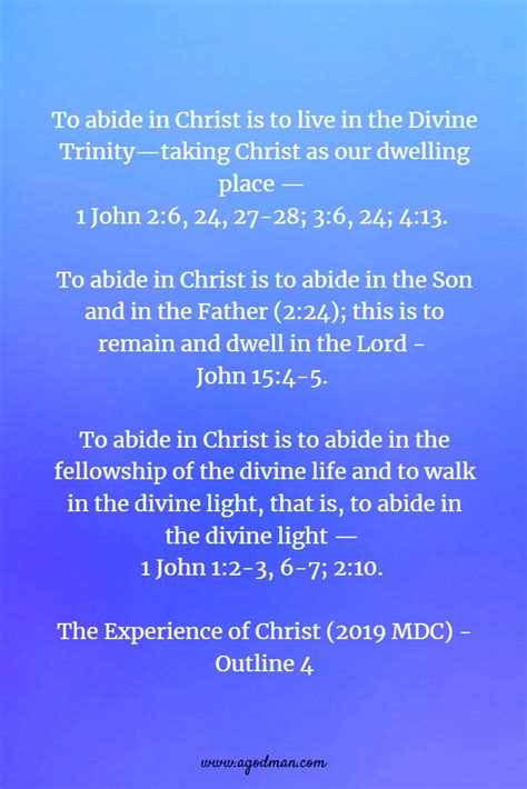 We Abide In Christ And Christ Abides In Us As We Live In And With The