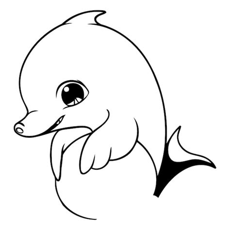 바다에서 헤엄치는 귀여운 돌고래 색 바탕에 고립된 터 일러스트레이션 프리미엄 벡터