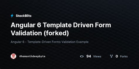 Angular 6 Template Driven Form Validation Forked Stackblitz