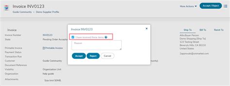 Receiving With Acceptance Of Invoice Unimarket Help