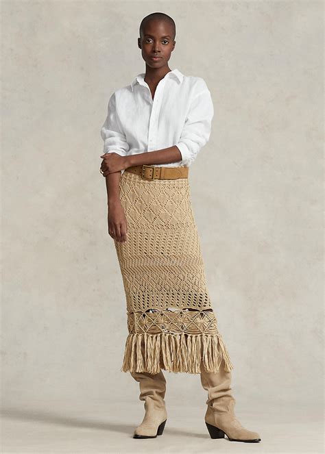 Falda De Punto Pointelle Con Macramé Para Women Ralph Lauren® Es