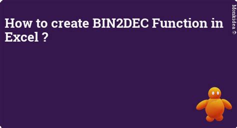 How To Use BIN2DEC Function In Excel Data Analytics Monkidea Wisdom Through Analytics