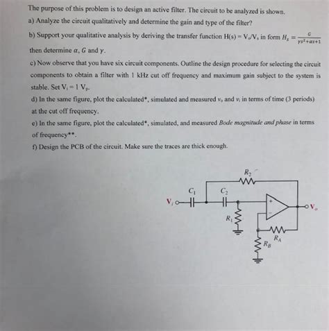 Operational Amplifier Deriving The Transfer Function Of A High Pass Active Second Order Filter