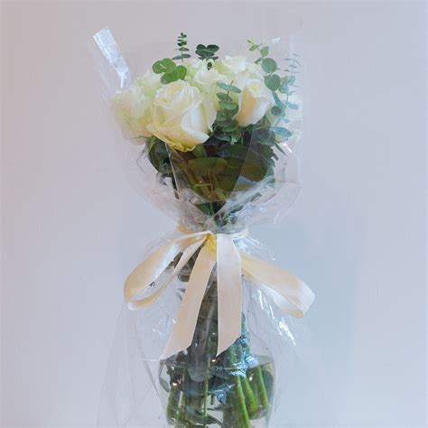 Wrapped Eucalyptus Rose Bouquet One Up Party Canada