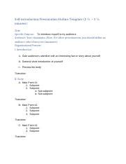Engaging Self Introduction Presentation Outline For Babes Course Hero