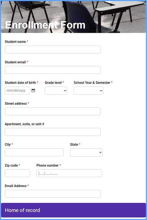 Enrollment Form Template Formsite