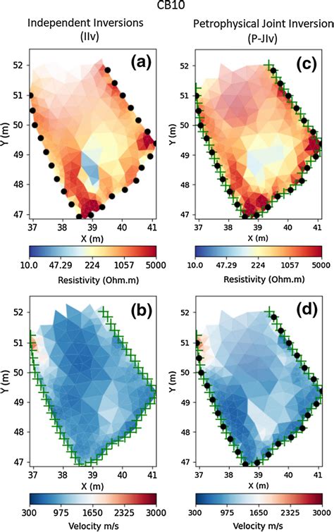 Resistivity Models Top Row And Vp Velocity Models Bottom Obtained