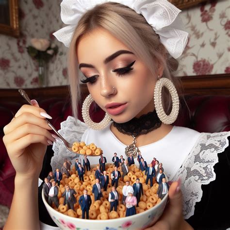 Chav Chambermaid Eats Tiny Cereal By Giantessheels On Deviantart