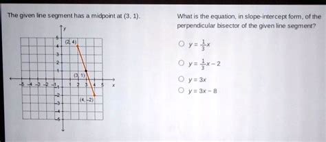The Given Line Segment Has A Midpoint At 3 1 What Is The Equation