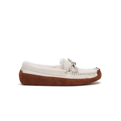 Australia Luxe Bama Moccasin Buff Leather Pale Slippers