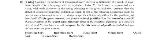 Solved 10 6 Pts Consider The Problem Of Chegg Com