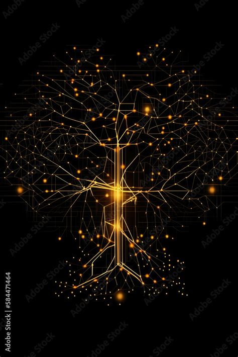 A Symbol Of A Neural Network Outlined In Led Lights Scanning And Yzing Network Traffic Ai