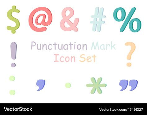 A Collection Of Colorful Punctuation Marks Vector Image