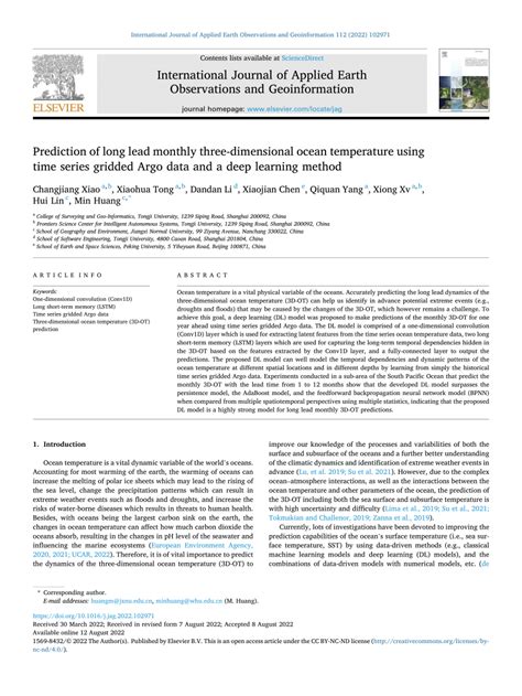 Pdf Prediction Of Long Lead Monthly Three Dimensional Ocean