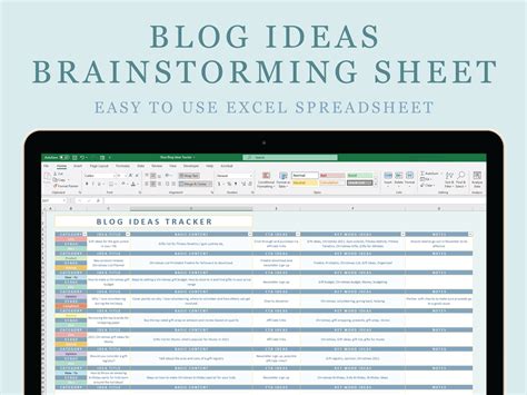 Blog Brainstorming Organisation Excel Spreadsheet Digital Etsy