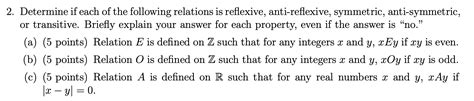 Solved 2 Determine If Each Of The Following Relations Is