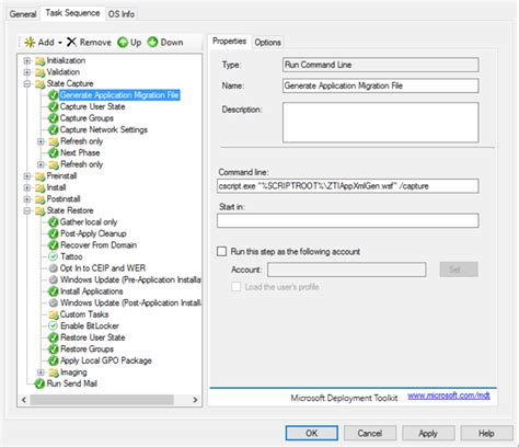Inside The Task Sequence Generate Application Migration File The