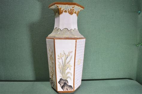 Купить Ваза керамическая шестигранная китайские мотивы Керамика габаритная 40 см Винтаж в