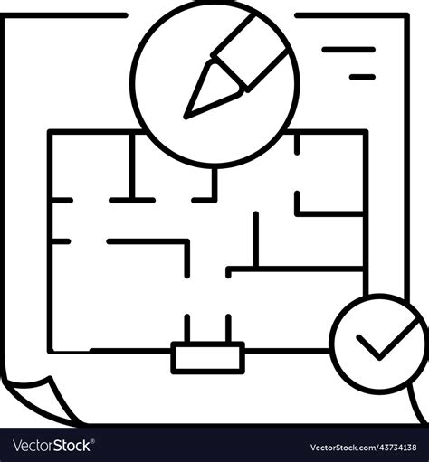 Space Planning Room Interior Line Icon Royalty Free Vector