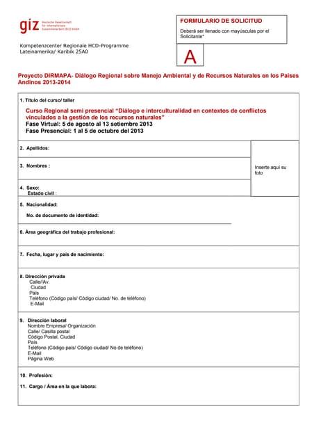 Formulario De Aplicacion Al Curso Pdf