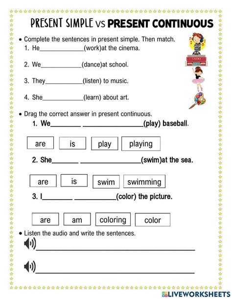 Present Simple And Present Continuous Worksheet Grade 7