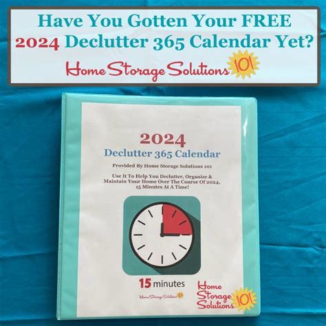 declutter 365 plan free 2024 calendar for a clutter free home