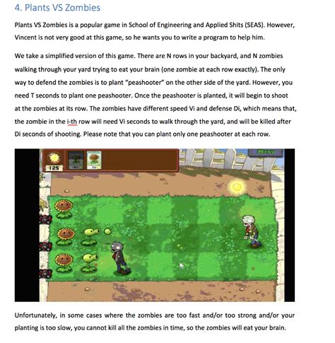 Solved Plants VS Zombies Plants VS Zombies Is A Popular Chegg